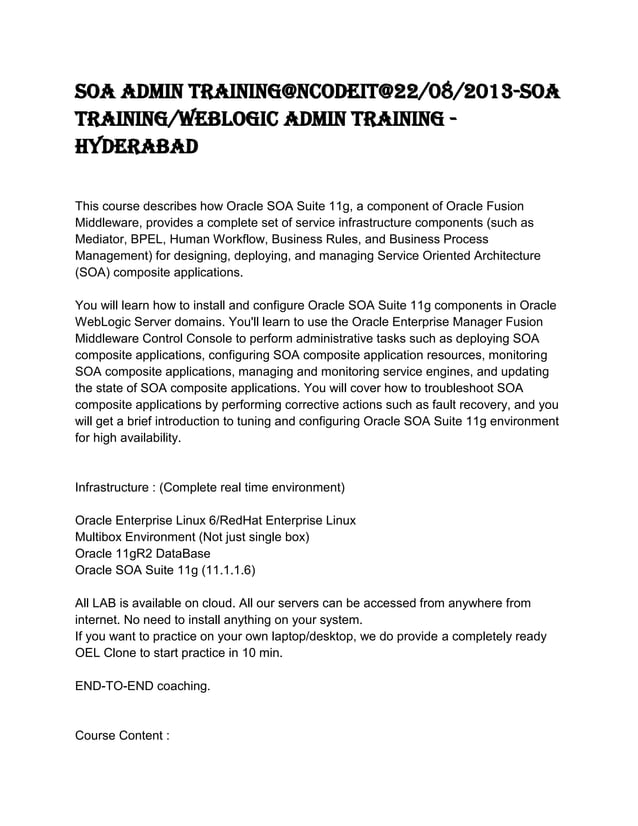 Soa admin training | PDF