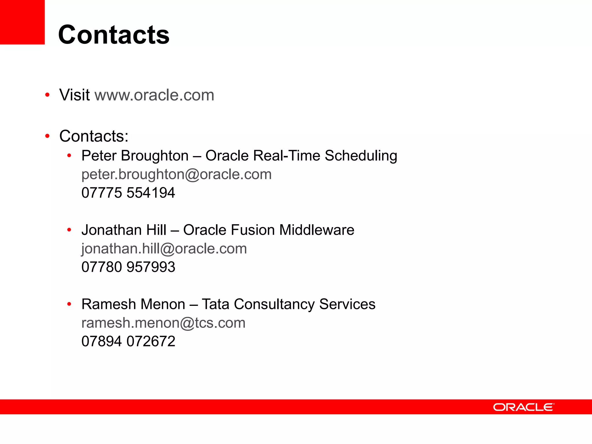 Oracle Real Time Resource Scheduling Ppt