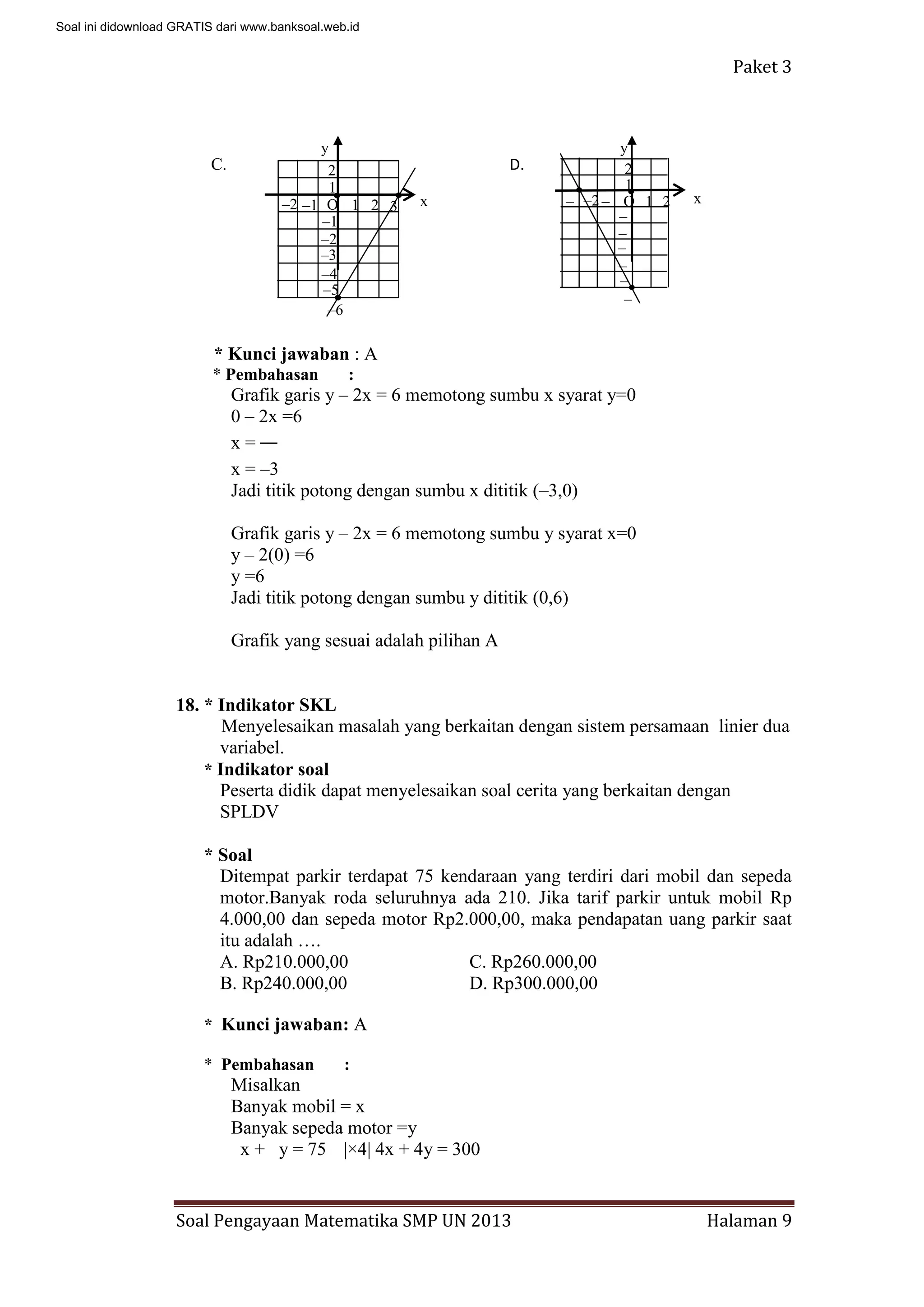 Soal dan pembahasan ujian nasional matematika Smp | PDF