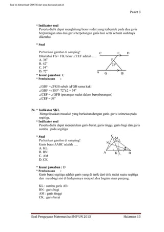 Soal dan pembahasan ujian nasional matematika Smp | PDF