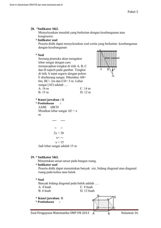 Soal dan pembahasan ujian nasional matematika Smp | PDF