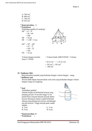 Soal dan pembahasan ujian nasional matematika Smp | PDF