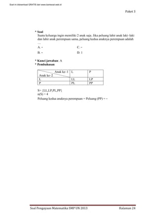 Soal dan pembahasan ujian nasional matematika Smp | PDF