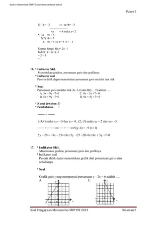 Soal dan pembahasan ujian nasional matematika Smp | PDF