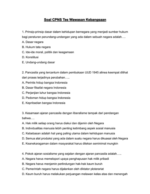 Soal cpns TWK 1 | PDF