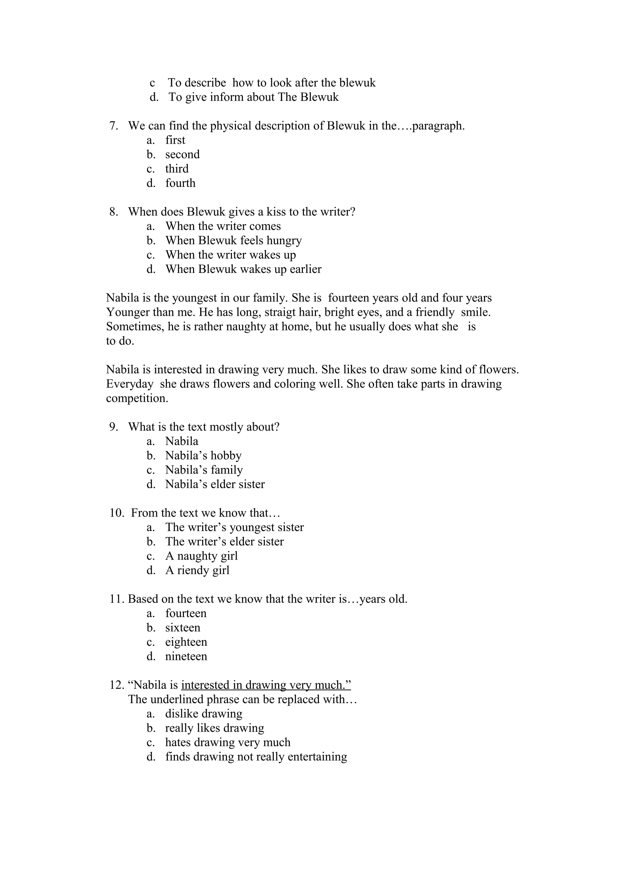 Soal descriptive-text | DOC