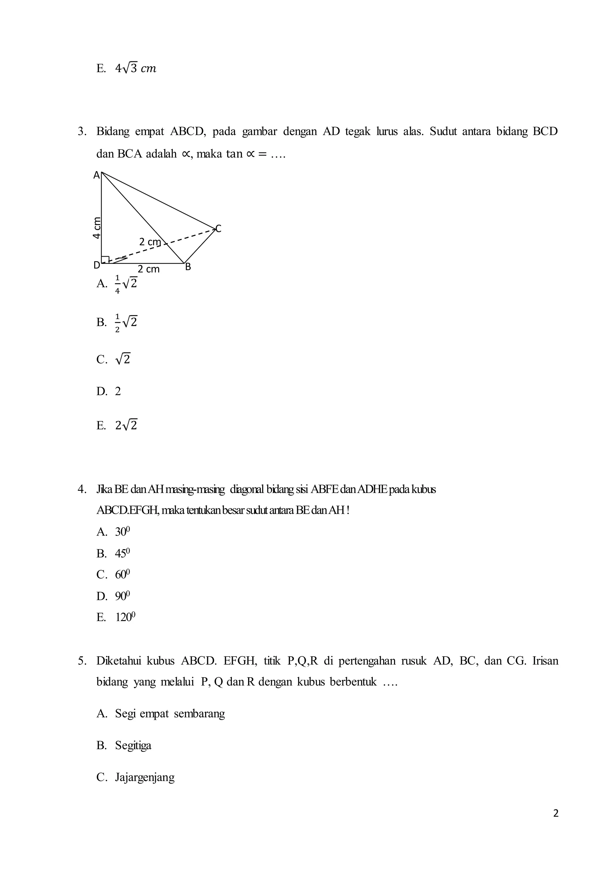 Soal dimensi tiga-kelas_x | PDF