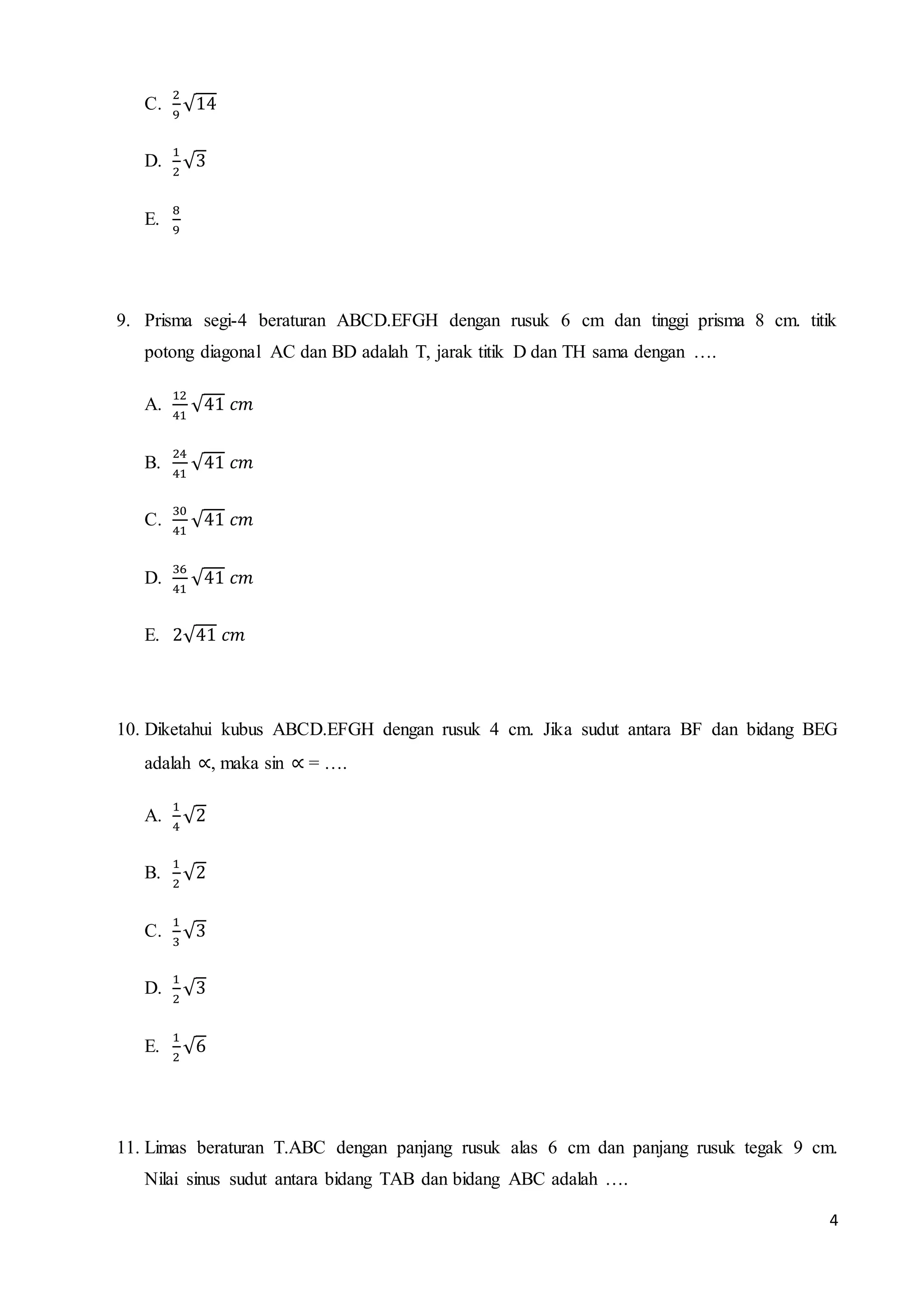 Soal dimensi tiga-kelas_x | PDF