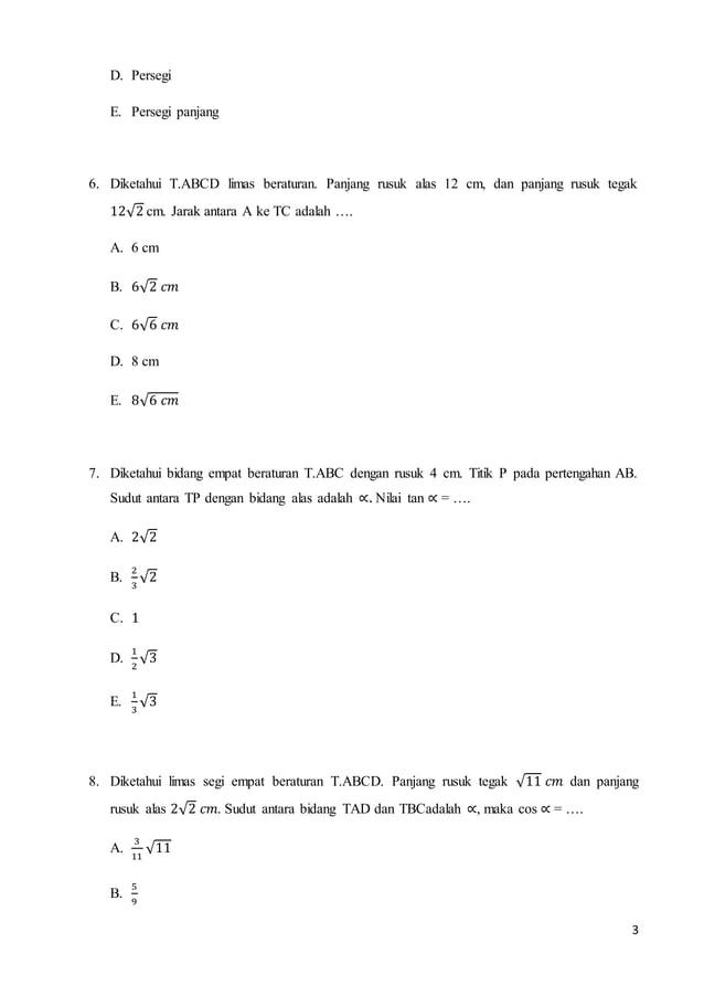 Soal dimensi tiga-kelas_x | PDF