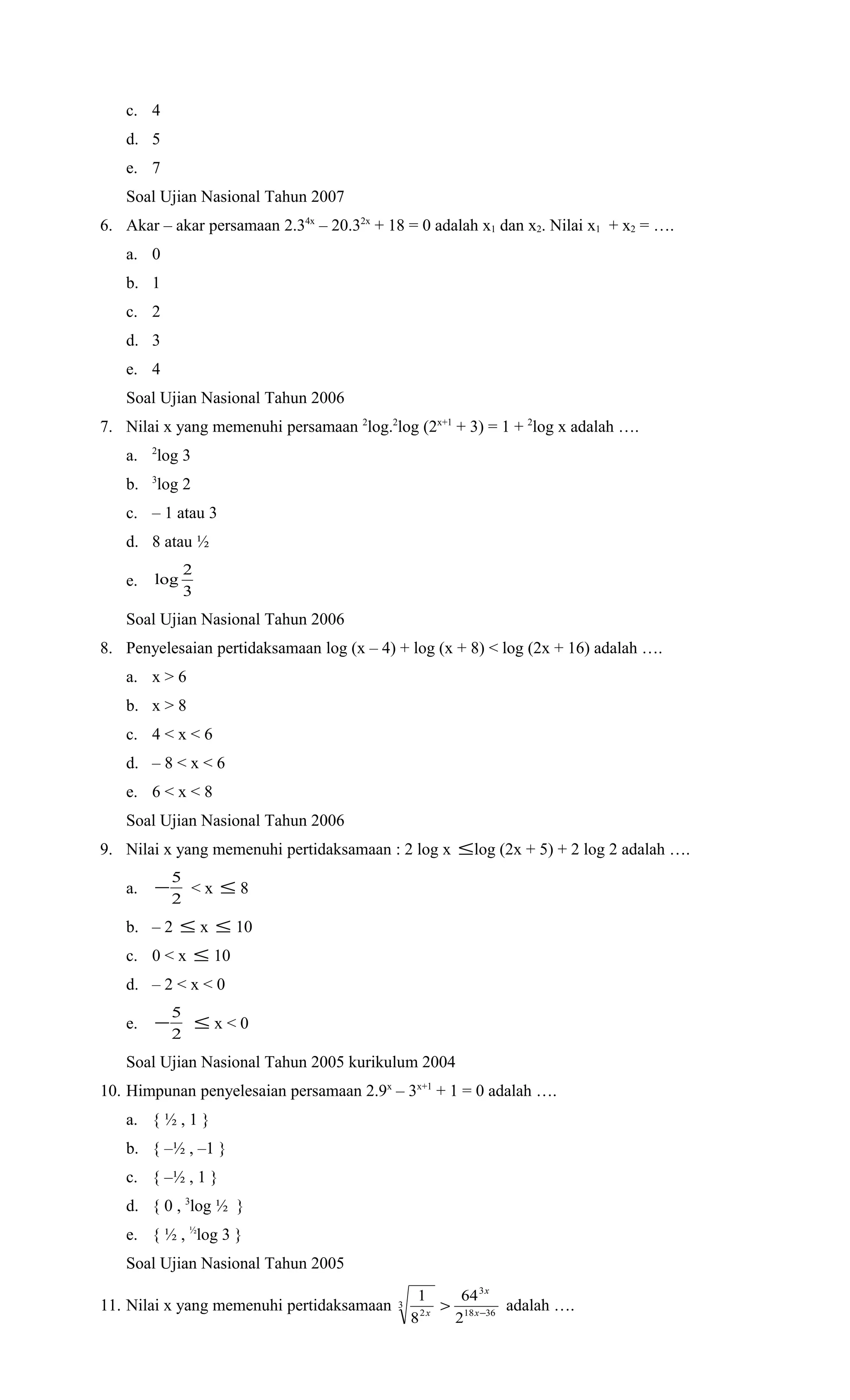 Soal eksponen-logaritma | DOC
