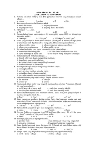 Soal fisika-kelas-vii-semester-1 | PDF