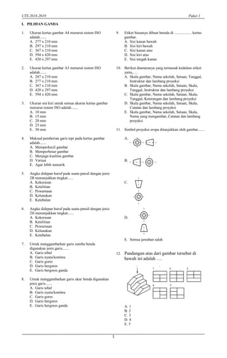 Soal gambar-teknik-uas-kelas-1 | PDF