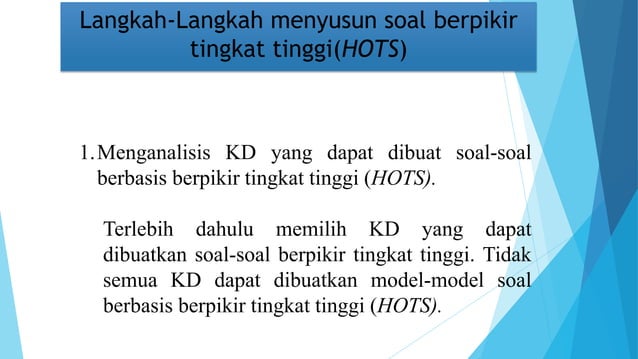 Pengenalan soal soal tipe HOTS higher order thinking skills | PDF
