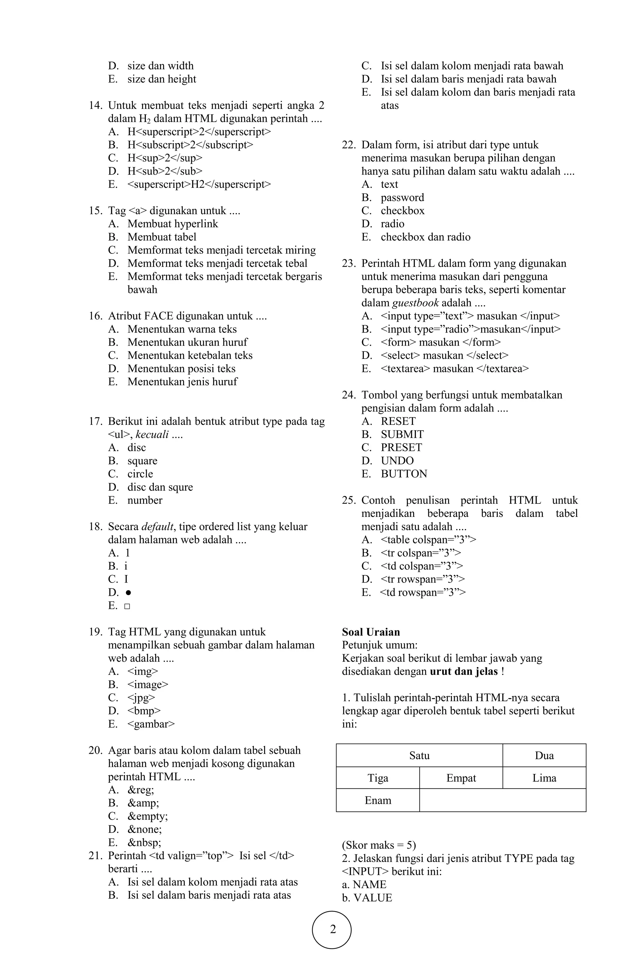 sOAL Soal html | PDF
