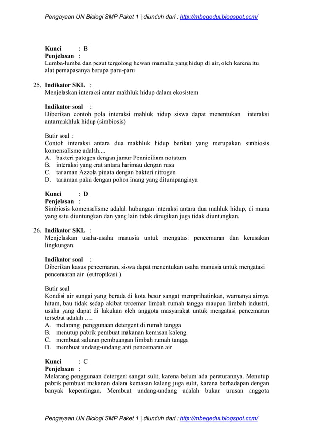 Soal ipa-biologi-smp-paket-1 | PDF
