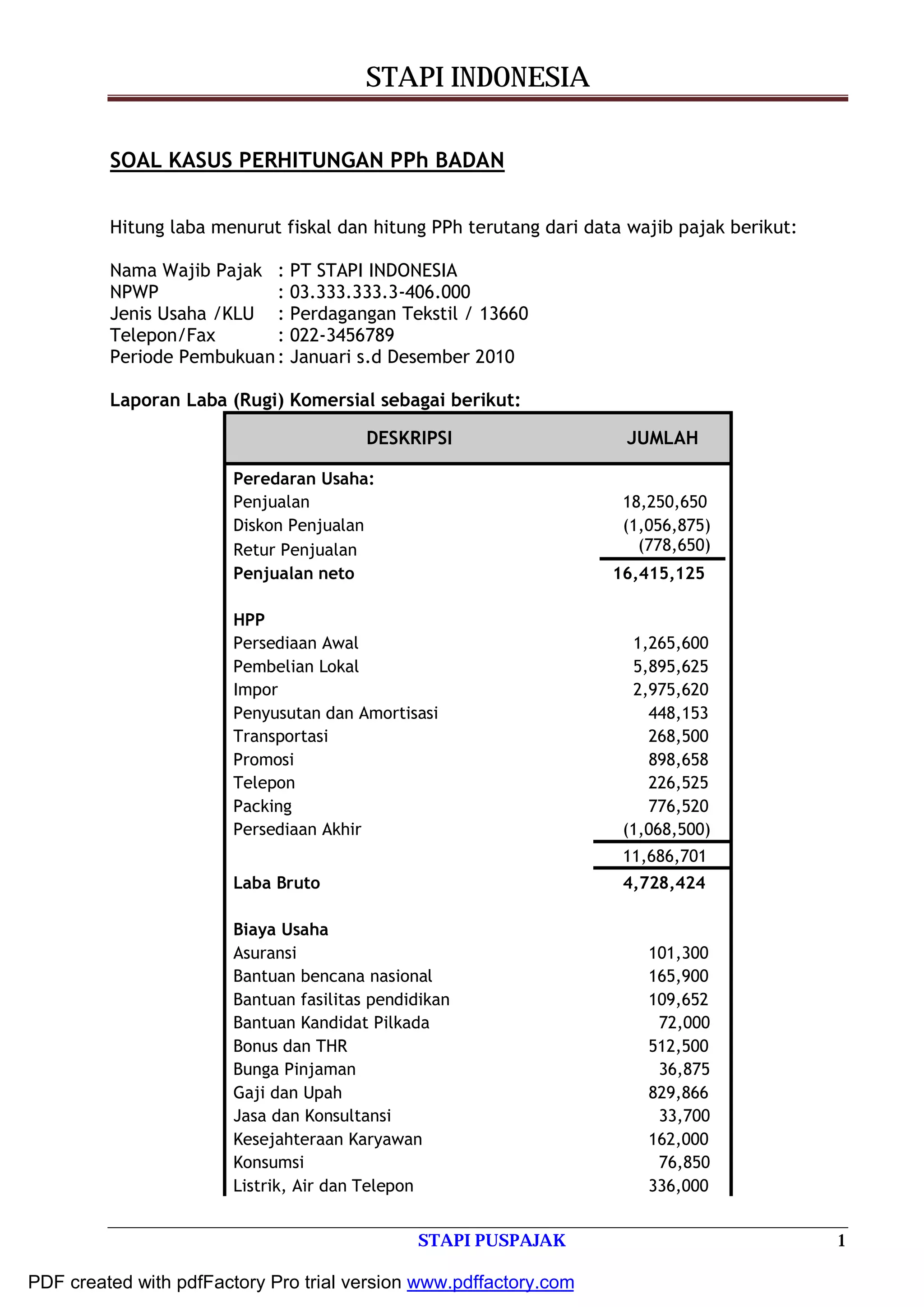 Soal kasus-pph-badan | PDF