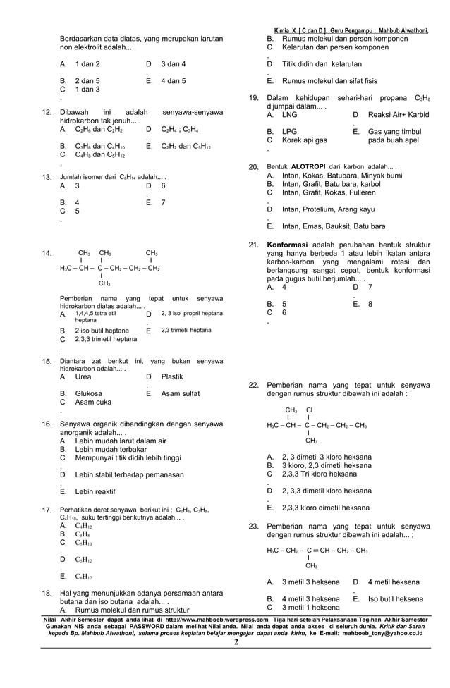 Soal kimia-x-dan-kunci-jawaban | DOC
