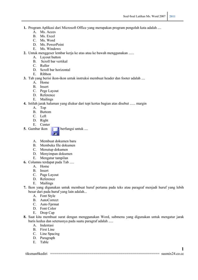 Soal latihan-ms-word | PDF | Free Download