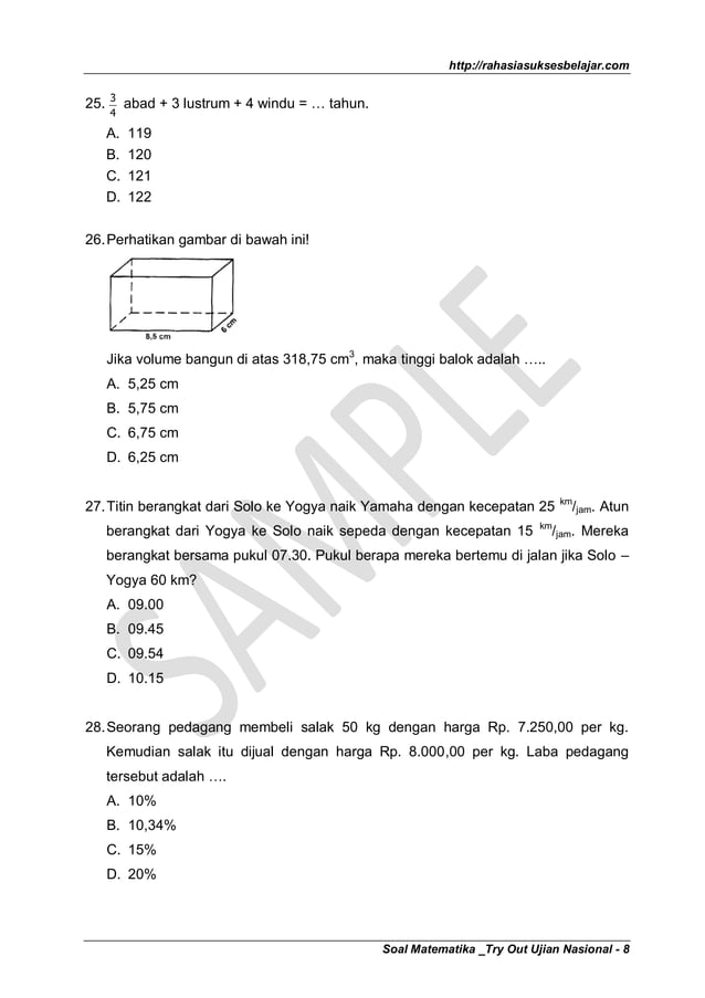Soal Matematika UN SD 2012 | PDF