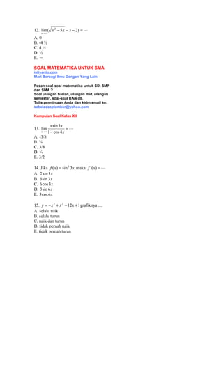 Soal Matematika Untuk Sma Kumpulan Soal | PDF