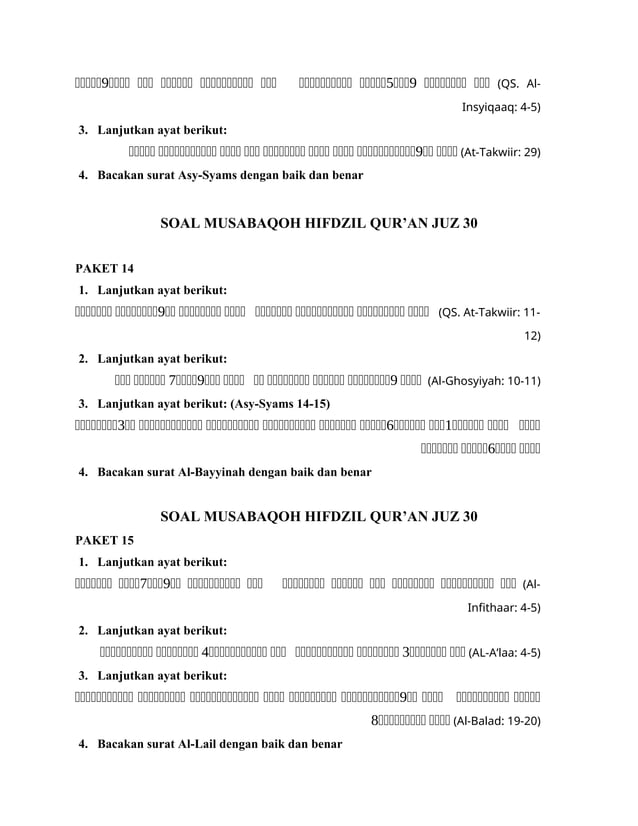 soal-mhq-juz-30. Lomba MHQ Tingkat Umum dan SD | DOCX