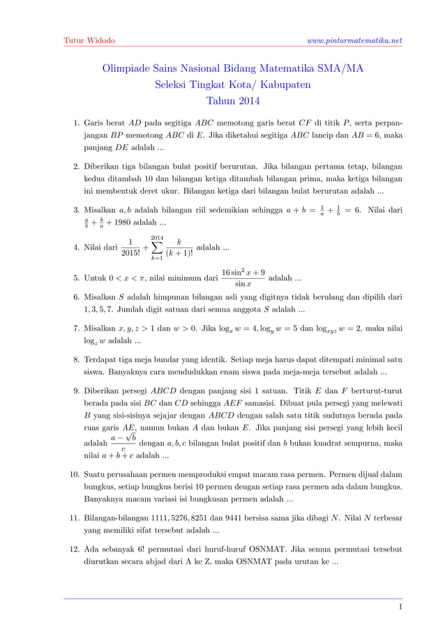 Soal osk-sma-2014 | PDF