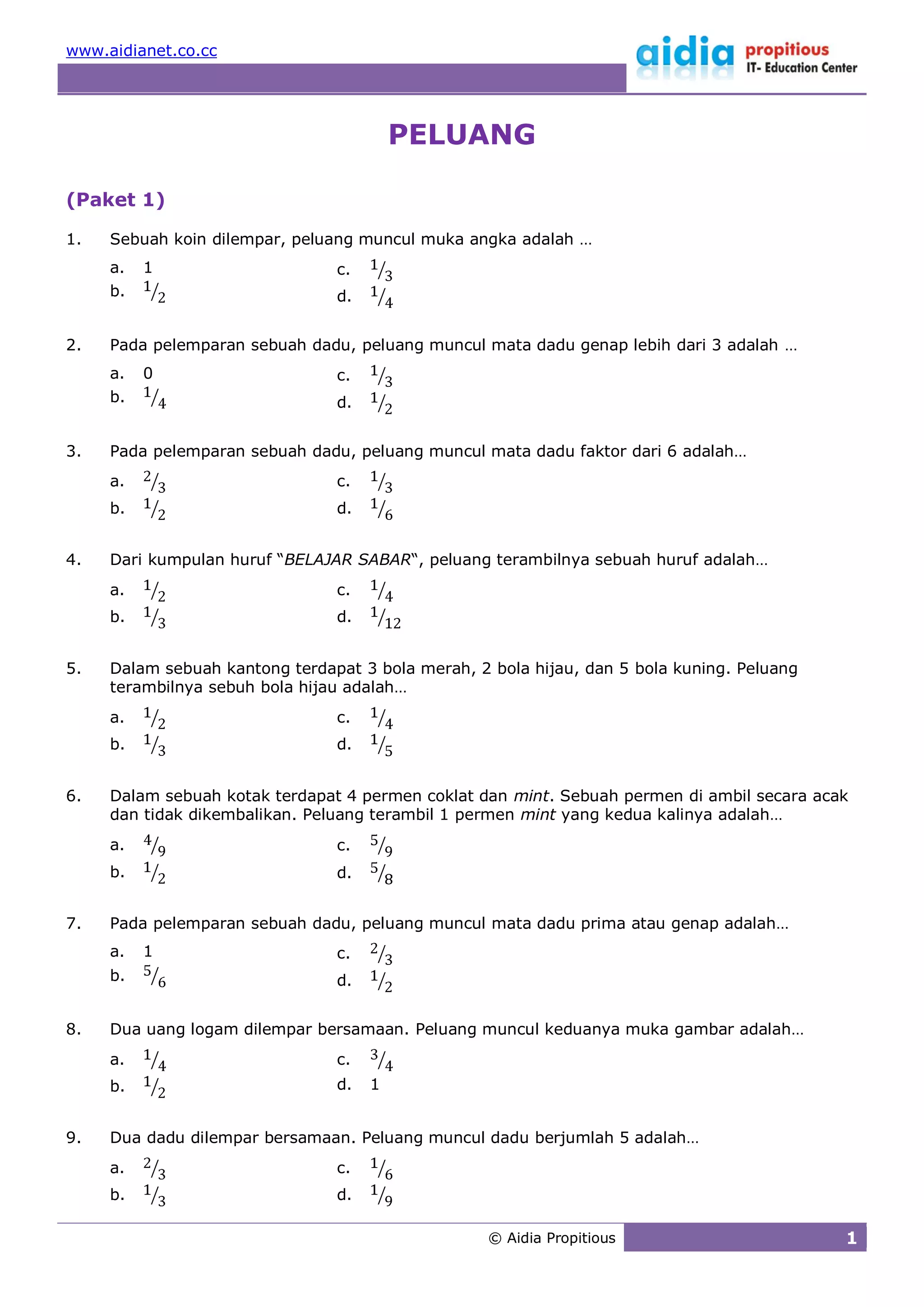 Soal Peluang | PDF