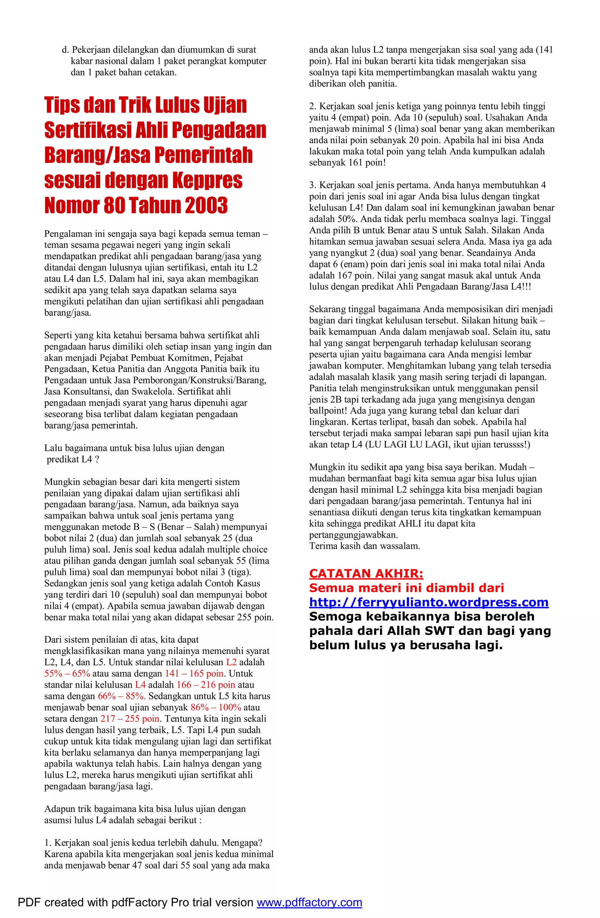 Soal dan Jawaban Pengadaan Barang dan Jasa Pemerintah | PDF