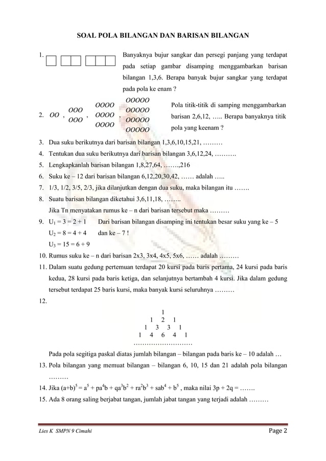 Soal pola-bilangan | PDF