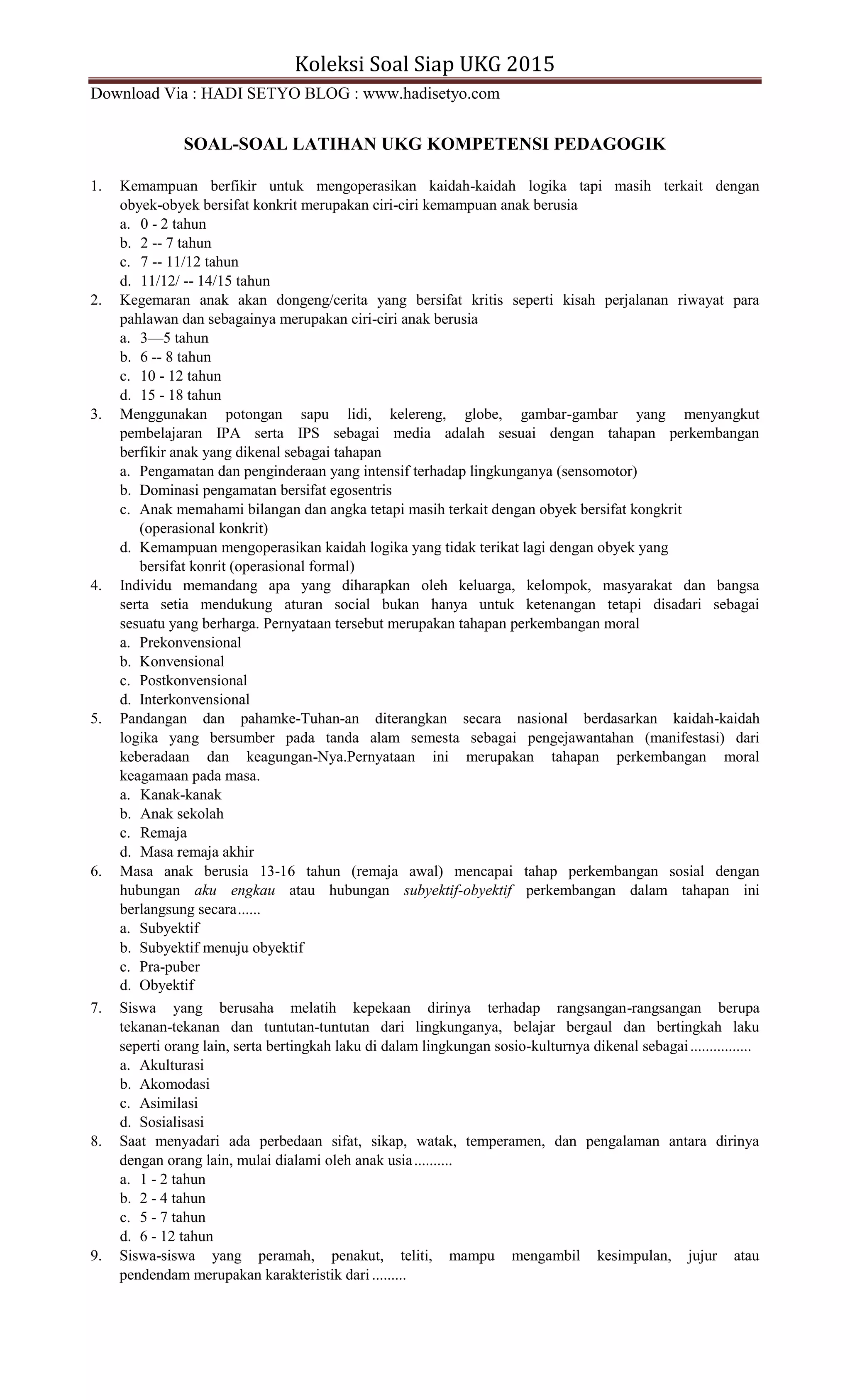 Soal siap-ukg-2015 | PDF