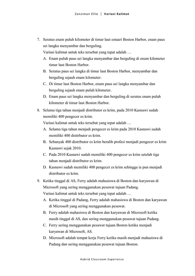 Zanziman Ellie - Variasi Kalimat | PDF