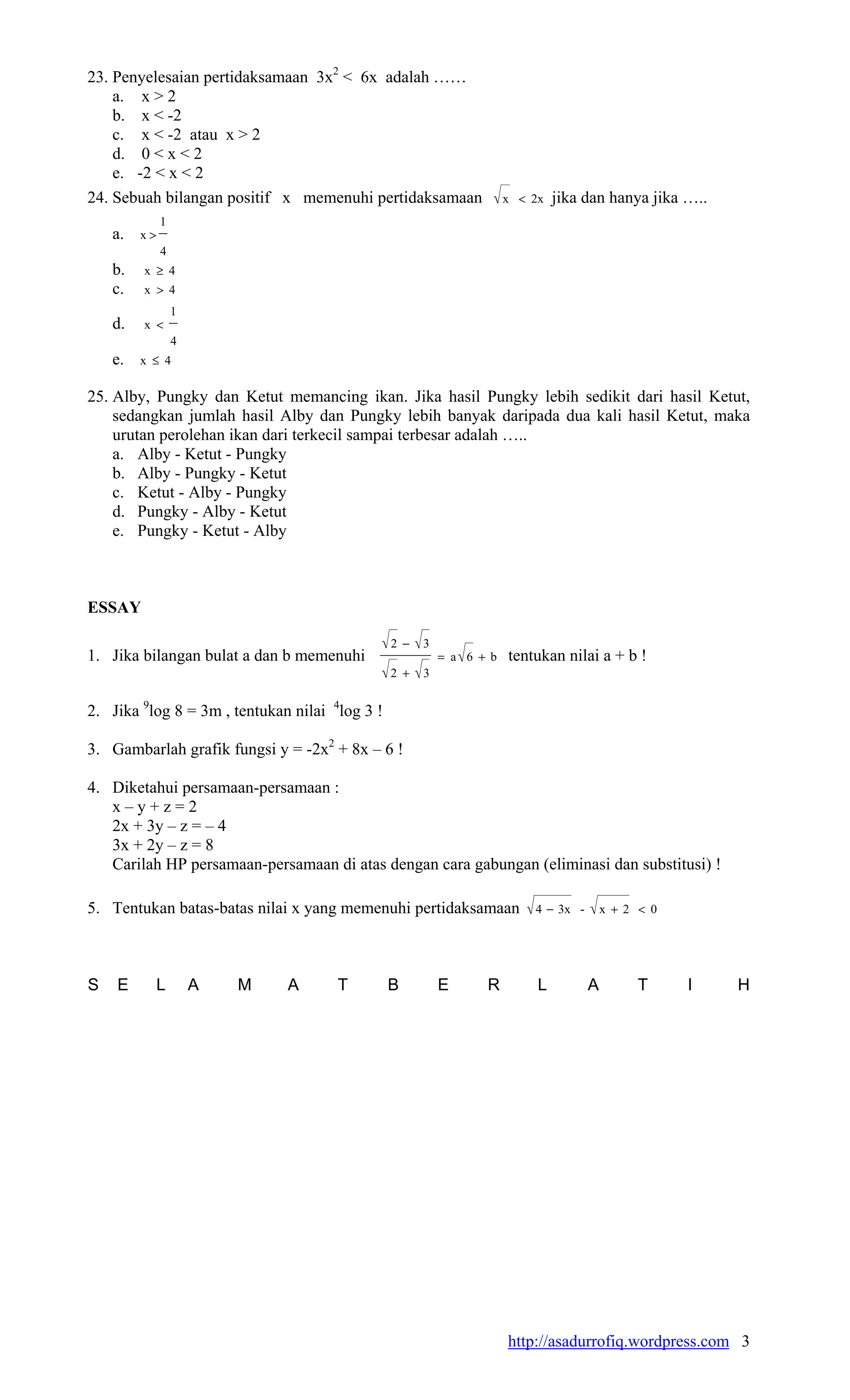 Soal soal-latihan-ujian-akhir-semester-1-sma-kelas-x1 | PDF