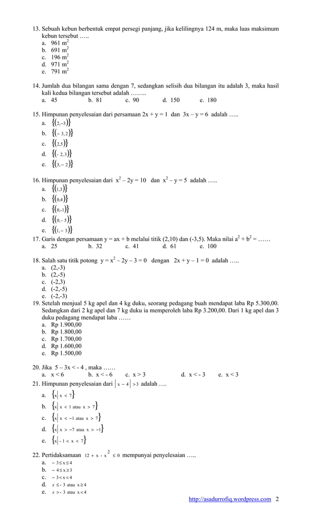 Soal soal-latihan-ujian-akhir-semester-1-sma-kelas-x1 | PDF