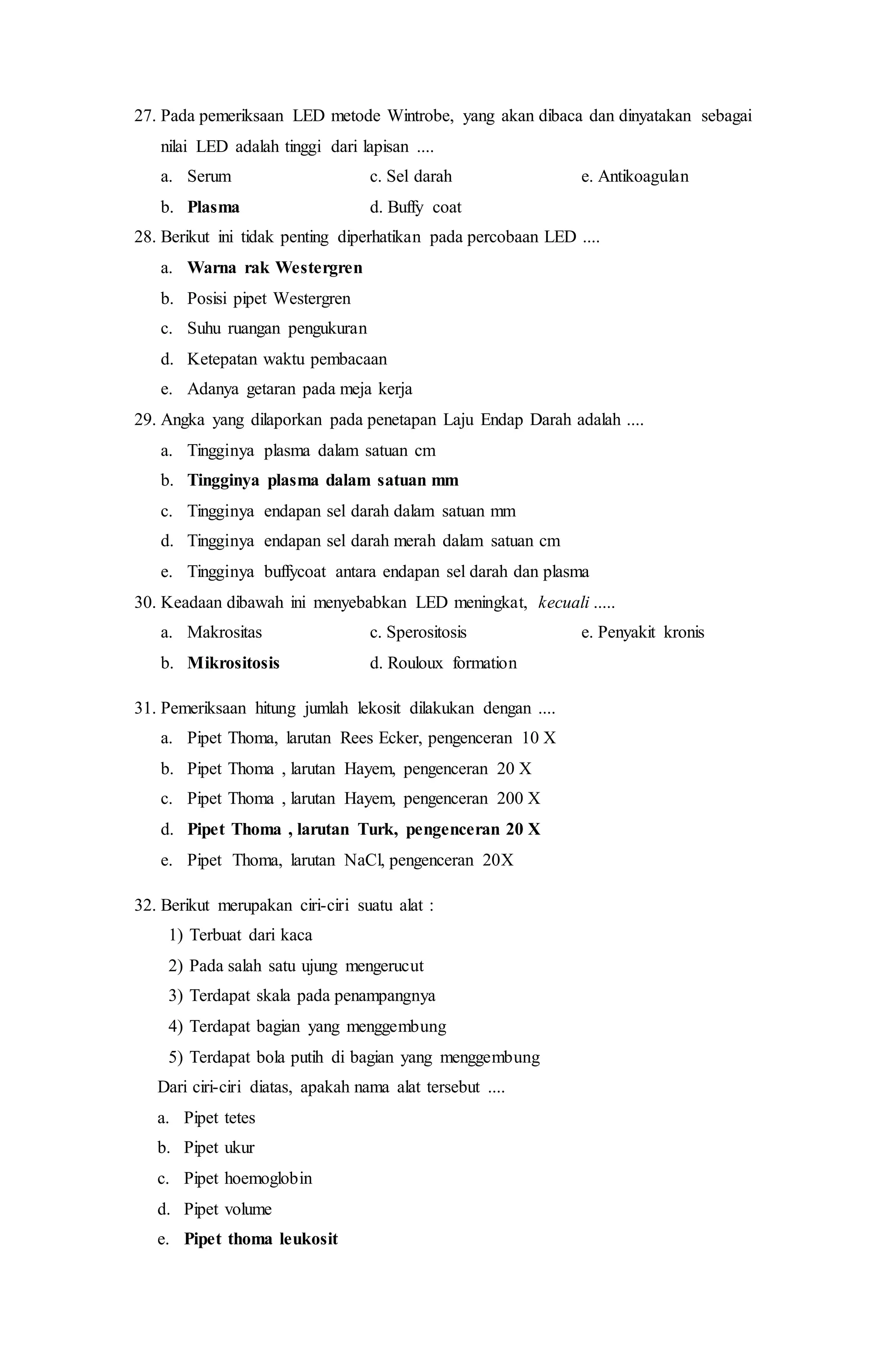 Soal soal hematologi | DOCX