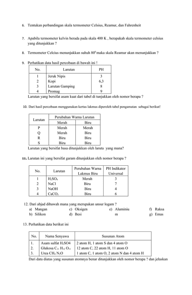 Soal soal latihan uas ganjil kelas vii | PDF