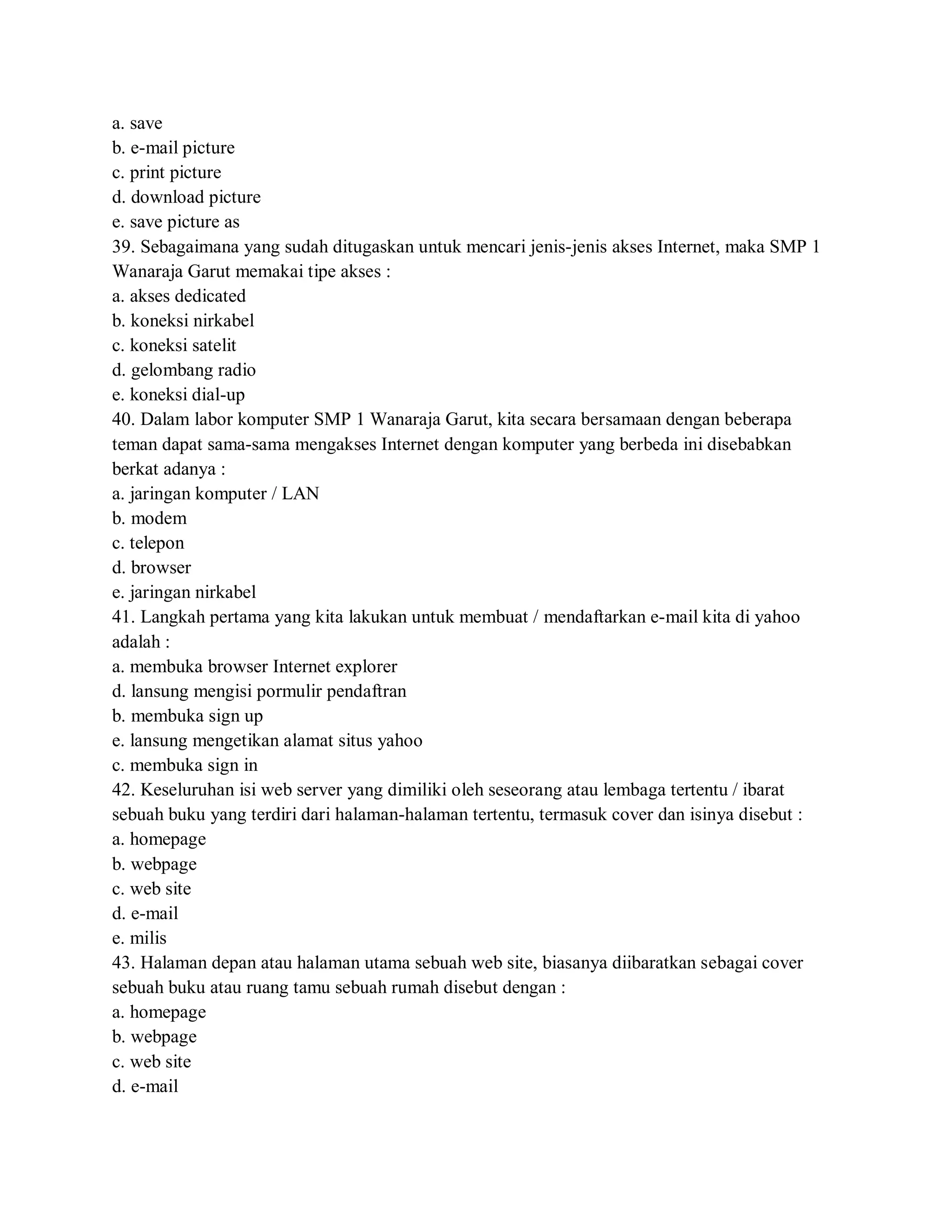 Soal soal tik smp 400 soal | PDF