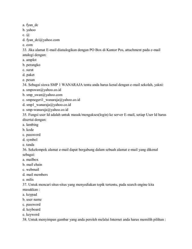 Soal soal tik smp 400 soal | PDF
