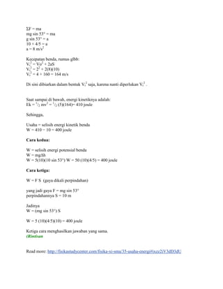 Soal soal usaha dan energi | DOCX