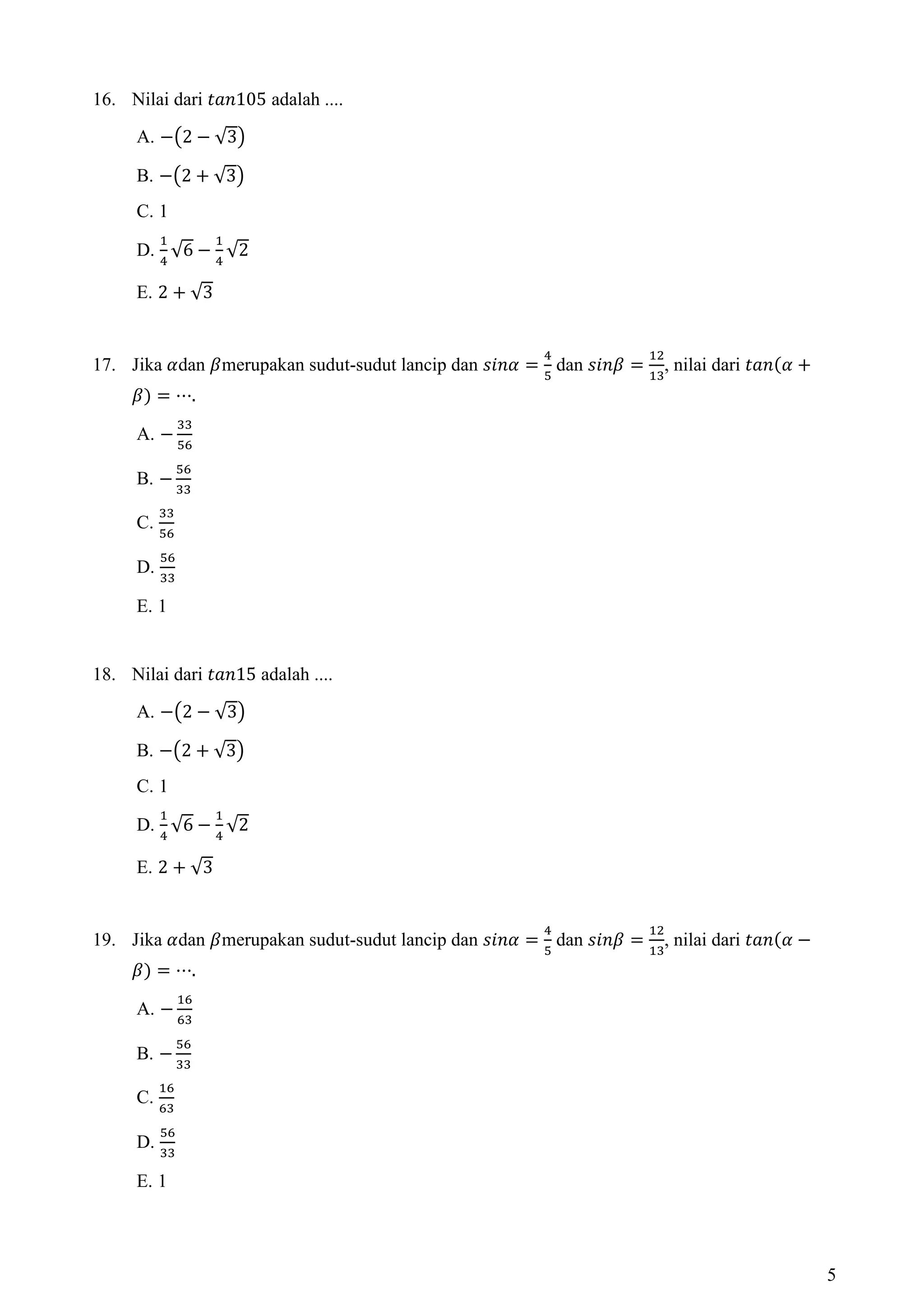 Soal trigonometri kelas-xi_ipa | PDF