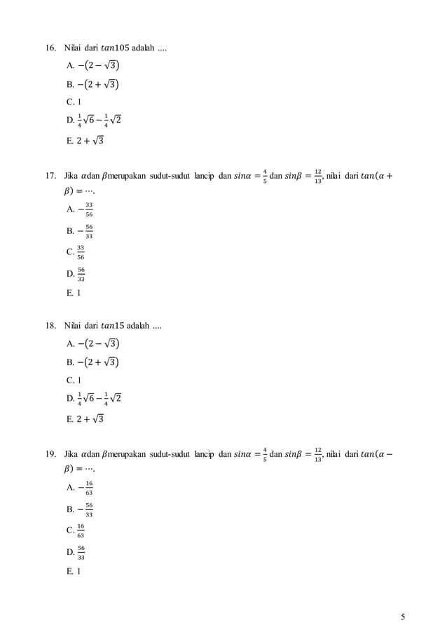 Soal trigonometri kelas-xi_ipa | PDF