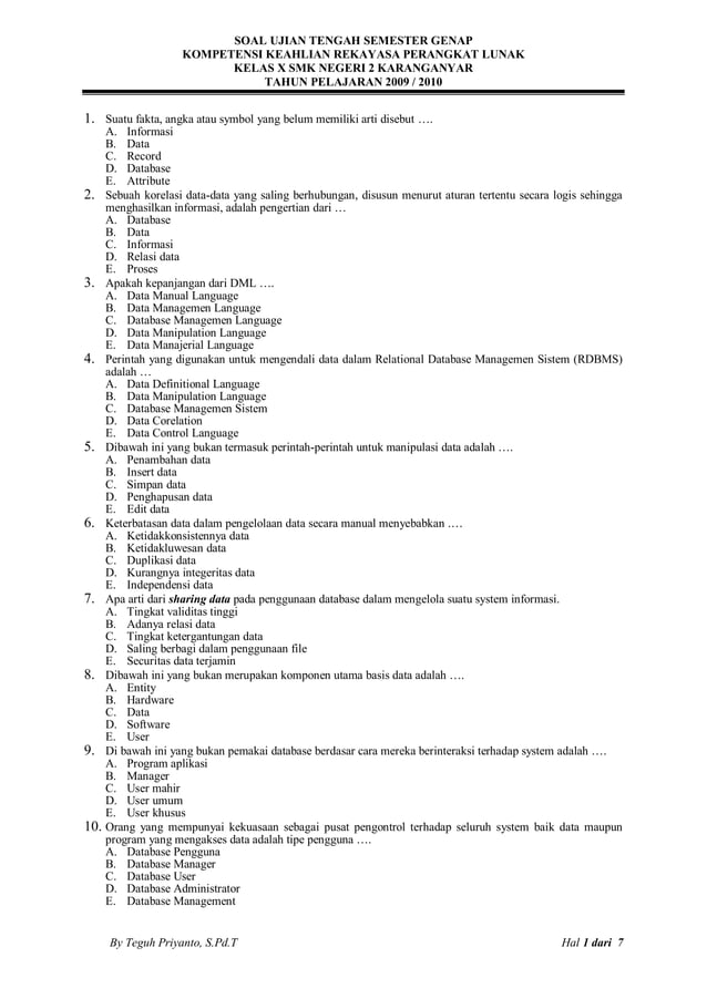 Soal tts-rpl-kelas-x-new | PDF