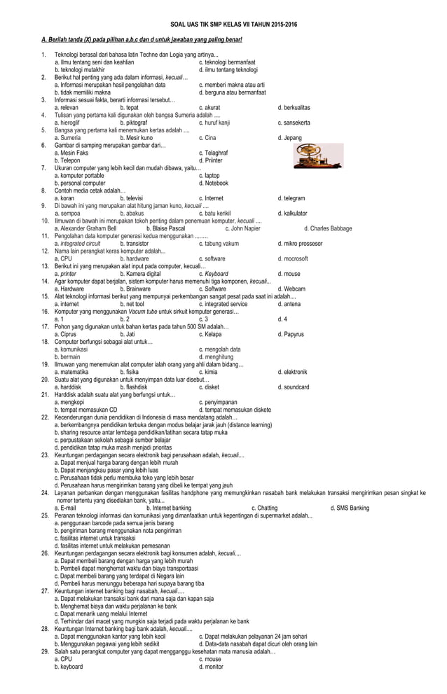Soal uas-tik-smp-kls-vii-smt-1-1516 | PDF