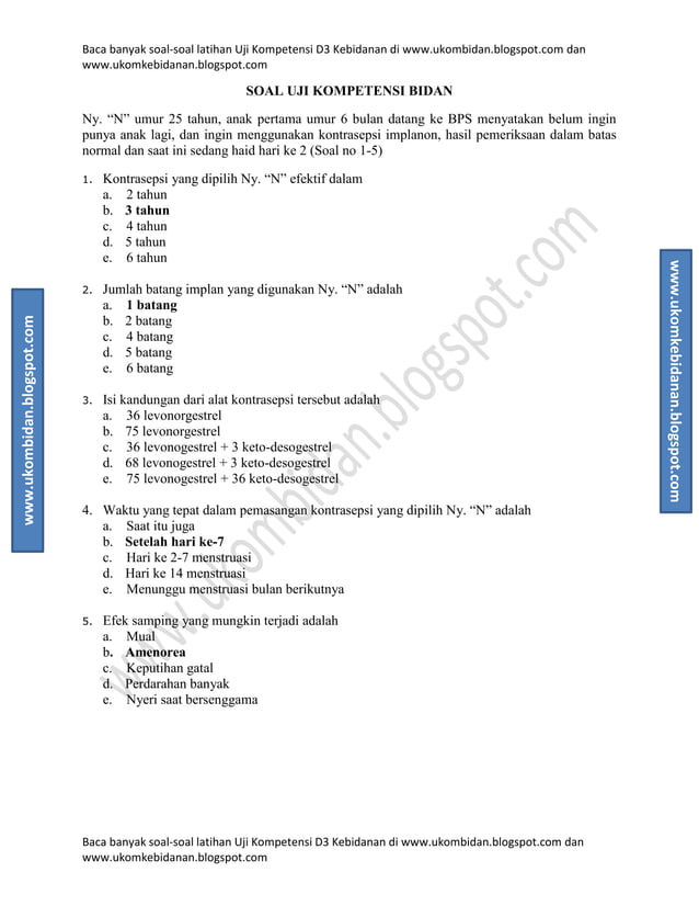 Soal uji-kompetensi-bidan-2018-2019-2020-2021-2022-2023-2024-2025-2026-2027 | PDF