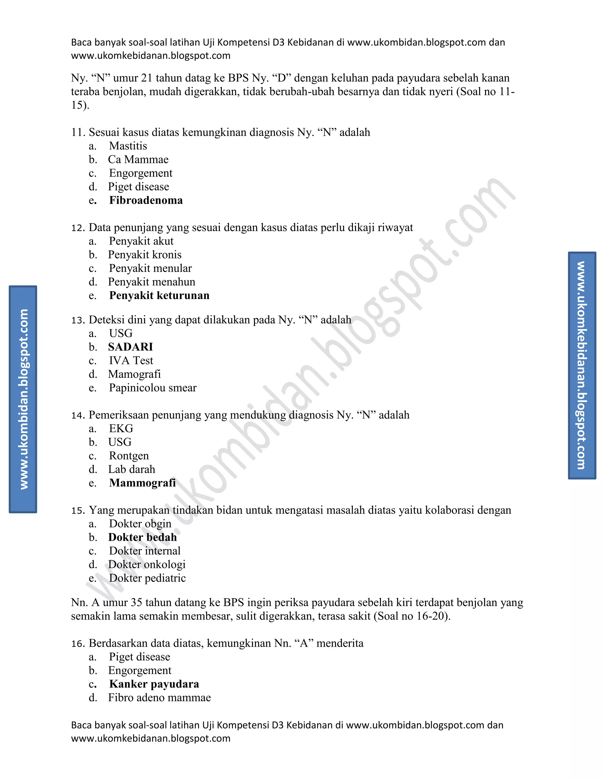 Soal uji kompetensi bidan 2018, 2019, 2020, 2021, 2022, 2023, 2024, 2025, 2026, 2027 | PDF