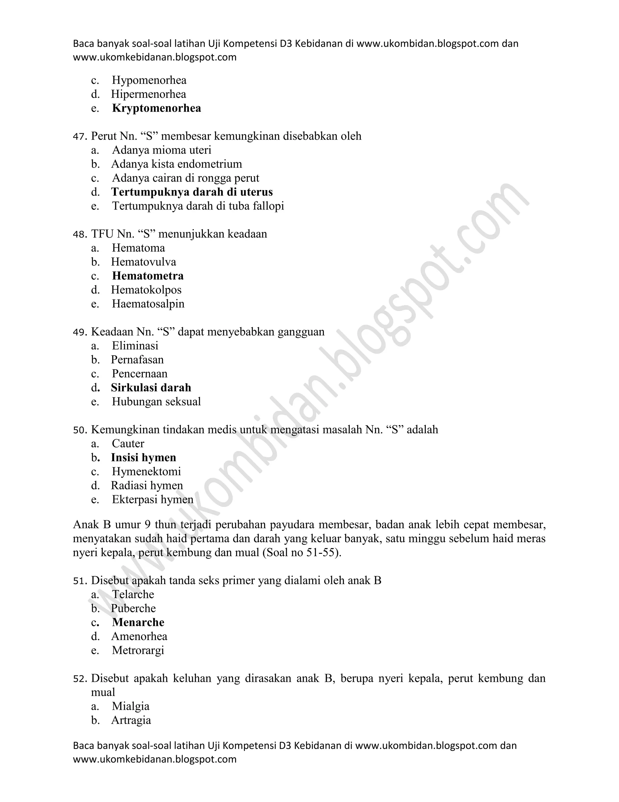 Soal uji kompetensi bidan 2018, 2019, 2020, 2021, 2022, 2023, 2024, 2025, 2026, 2027 | PDF