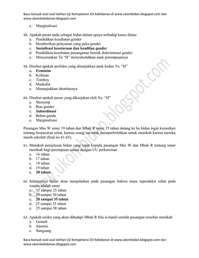 Soal uji kompetensi bidan 2018, 2019, 2020, 2021, 2022, 2023, 2024, 2025, 2026, 2027 | PDF
