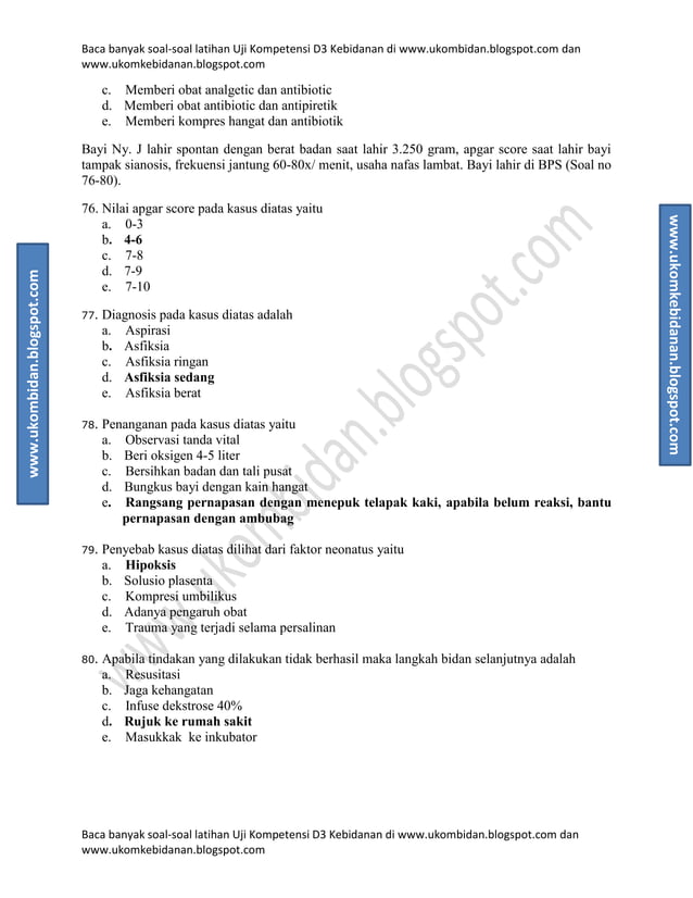 Soal uji kompetensi bidan 2018, 2019, 2020, 2021, 2022, 2023, 2024, 2025, 2026, 2027 | PDF