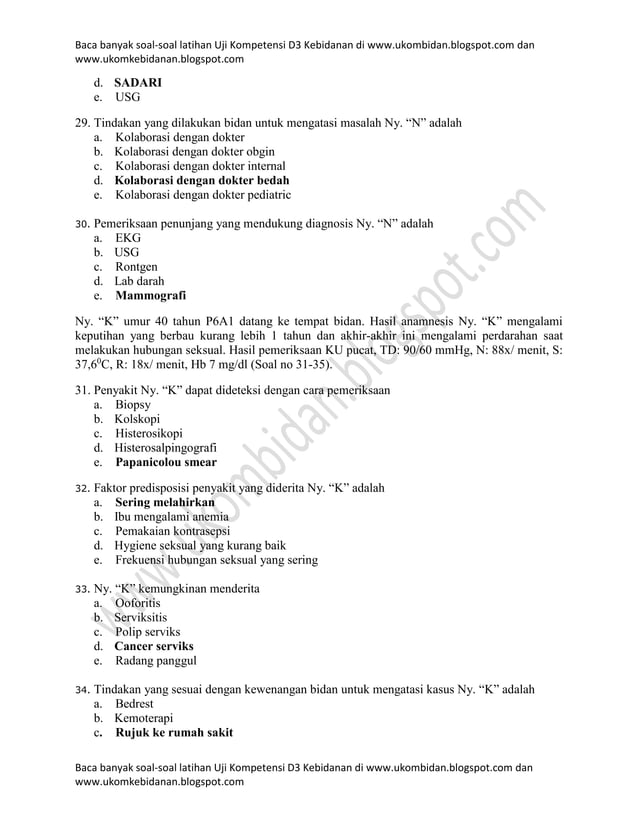 Soal uji kompetensi bidan 2018, 2019, 2020, 2021, 2022, 2023, 2024, 2025, 2026, 2027 | PDF