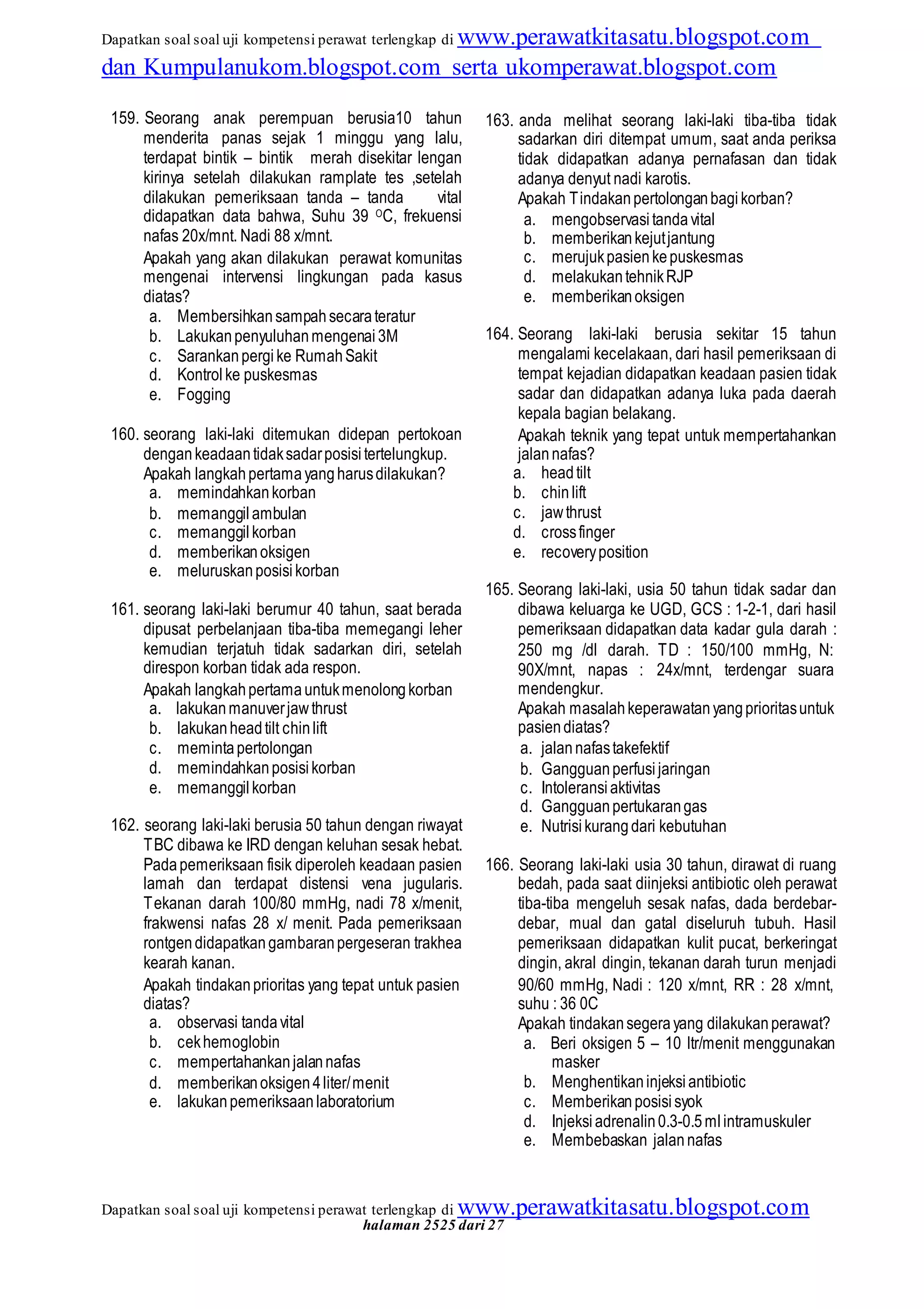 Soal ukom perawat dan kunci jawaban | DOCX