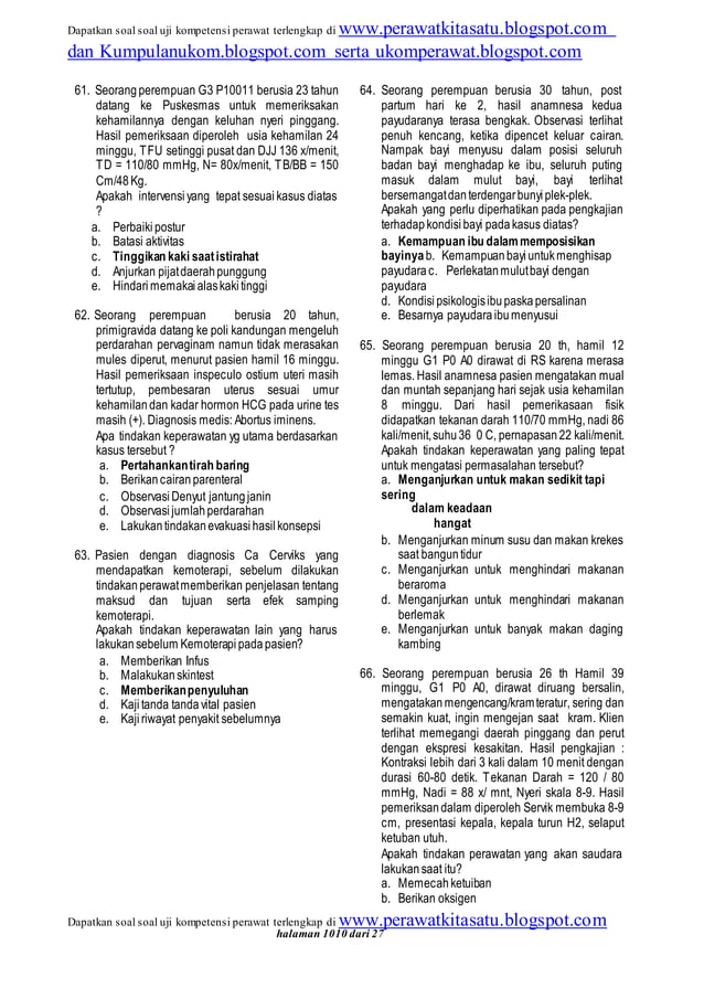 Soal ukom perawat dan kunci jawaban | DOCX
